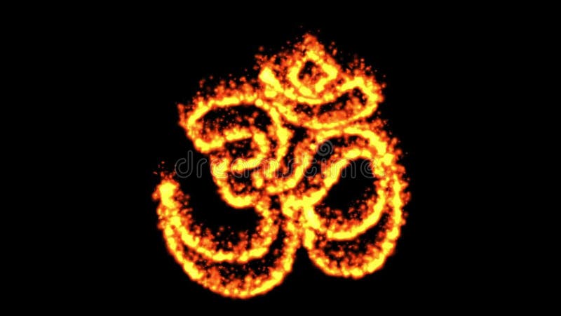 Hindu Religion Om Symbol with Green Grass Effect on Plain Black ...
