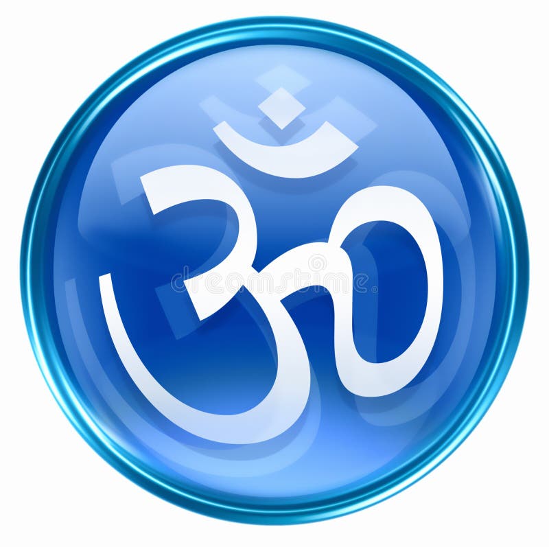 Om Symbol icon blue stock illustration. Illustration of glass - 4910487