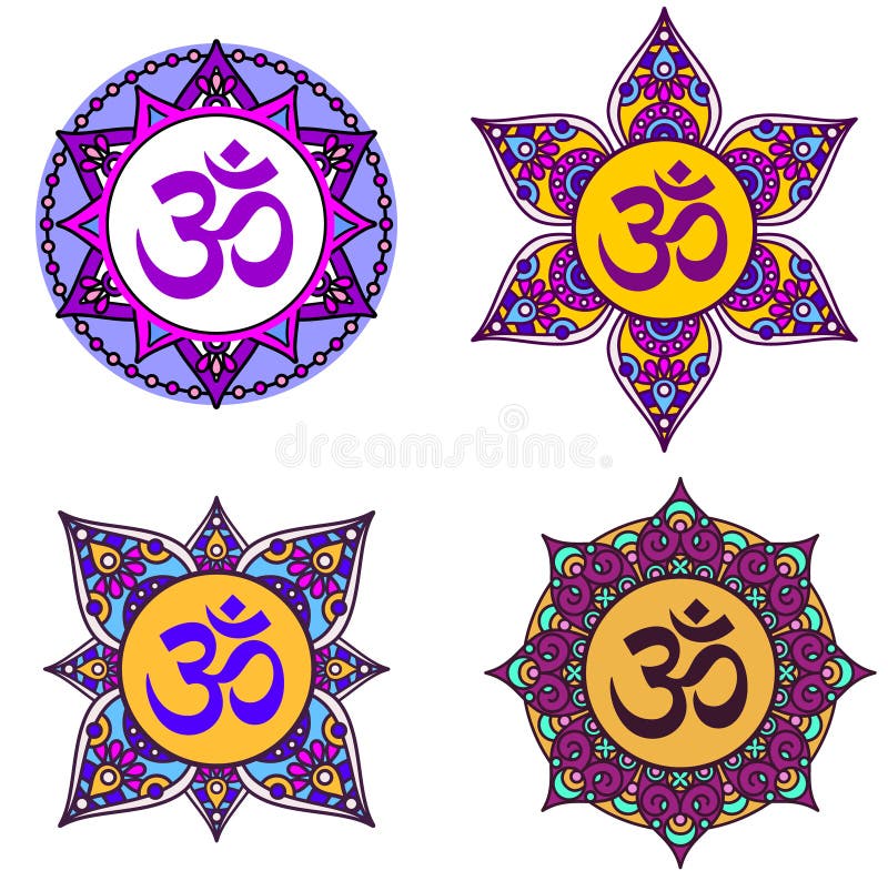 Buddhist om sign at sunset stock illustration. Illustration of ...