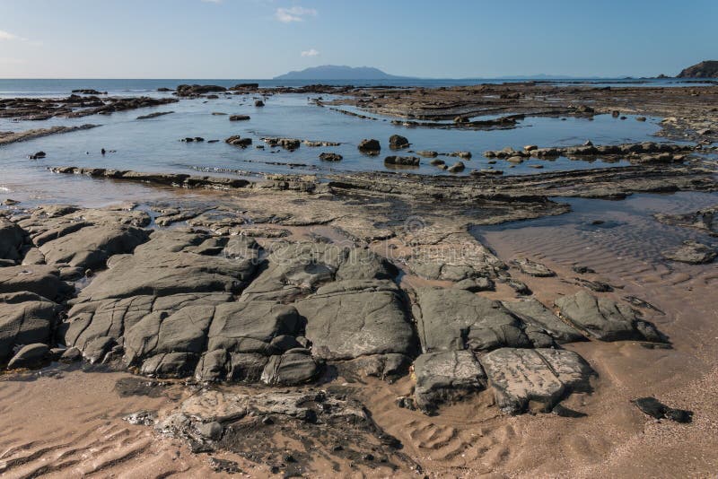 Omaha Bay at low tide stock image. Image of horizon, island - 46608407