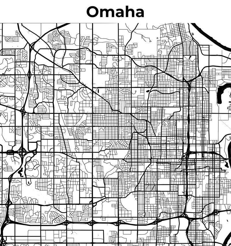 Omaha City Map, Cartography Map, Street Layout Map Stock Vector ...
