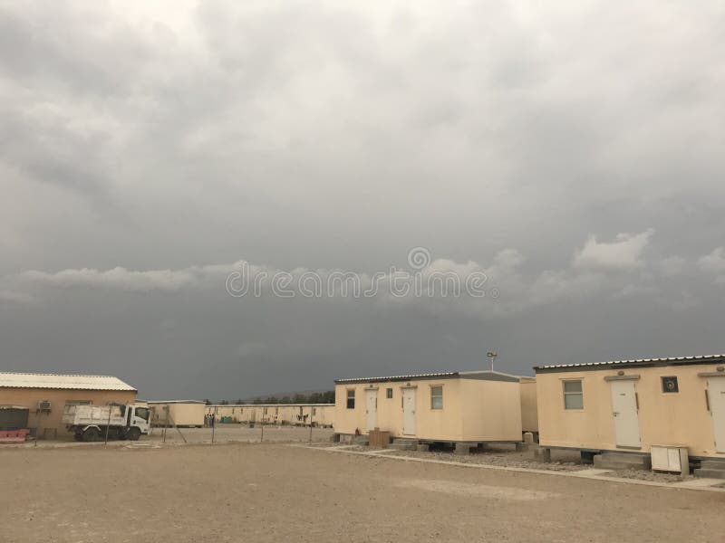 Oman Adam site camp stock photo. Image of rainy, evening - 174437520