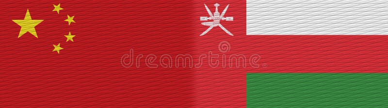 Oman and China Chinese Fabric Texture Flag Stock Illustration ...