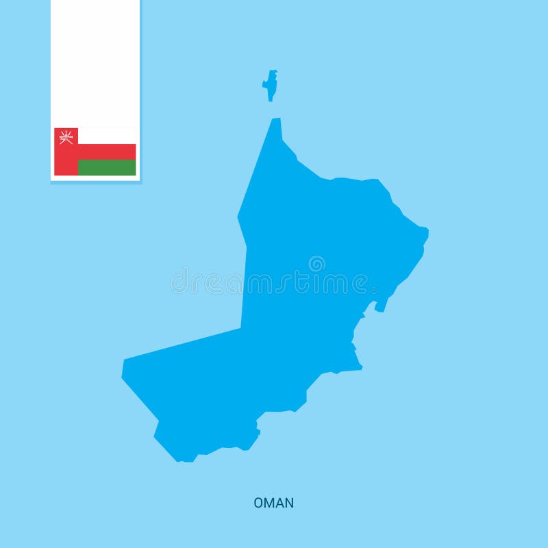 Oman Country Map with Flag Over Blue Background Stock Vector ...