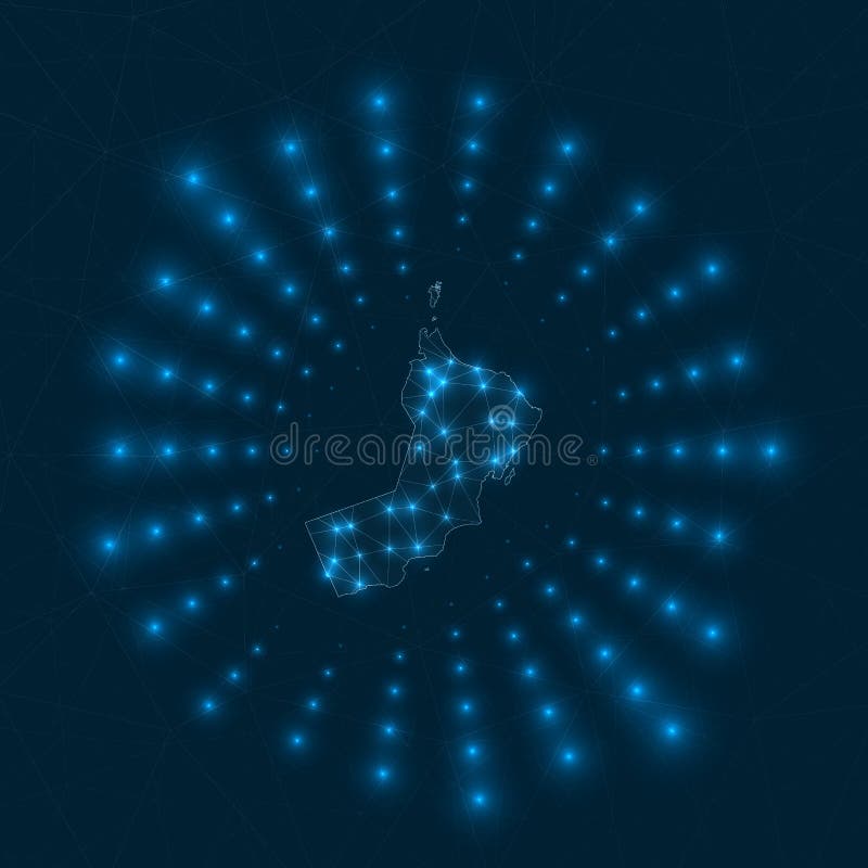 Oman digital map. stock vector. Illustration of cyberspace - 181836356