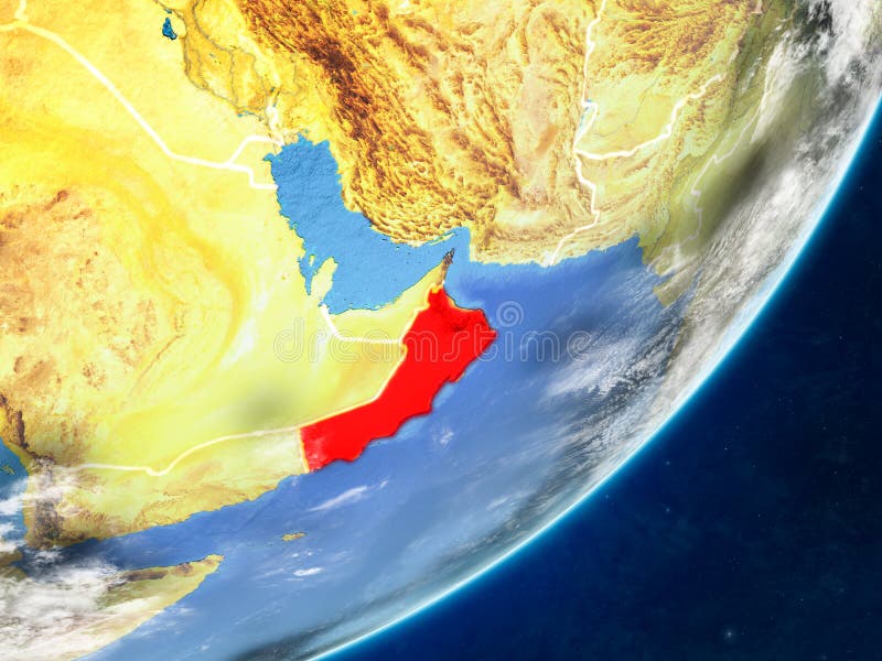 Oman on Earth from space stock illustration. Illustration of globe ...