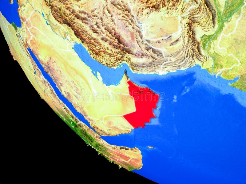 Map of Oman on 3D Earth Isolated Stock Photo - Image of render, asia ...