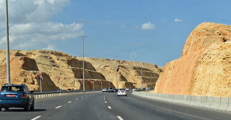 Road Trip at the Capital of Oman Muscat. Oman City Life Background ...
