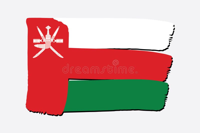 Oman Flag with Colored Hand Drawn Lines in Vector Format Stock Vector ...