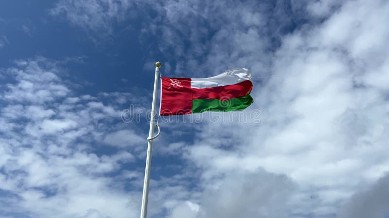 Oman Flag Flying with Sky Behind Stock Video - Video of glory ...