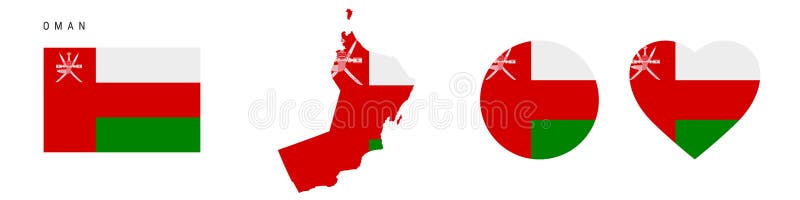 Oman Flag in Different Shapes Icon Set. Flat Vector Illustration Stock ...