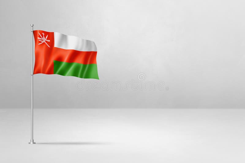 Oman Flag Isolated on White Concrete Wall Background Stock Illustration ...