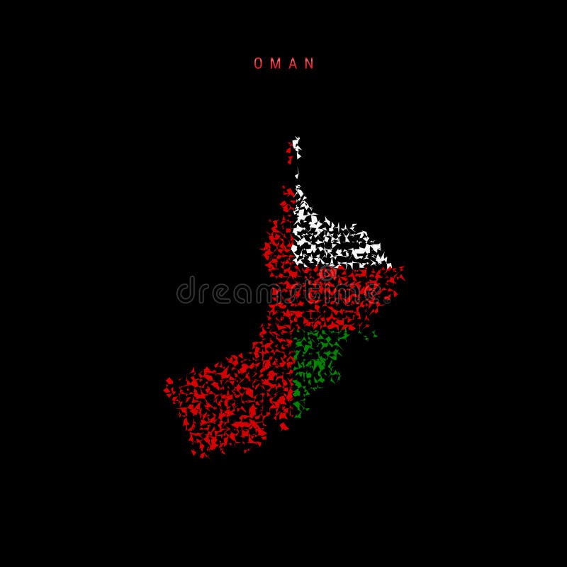 Oman Flag Map, Chaotic Particles Pattern in the Omani Flag Colors ...