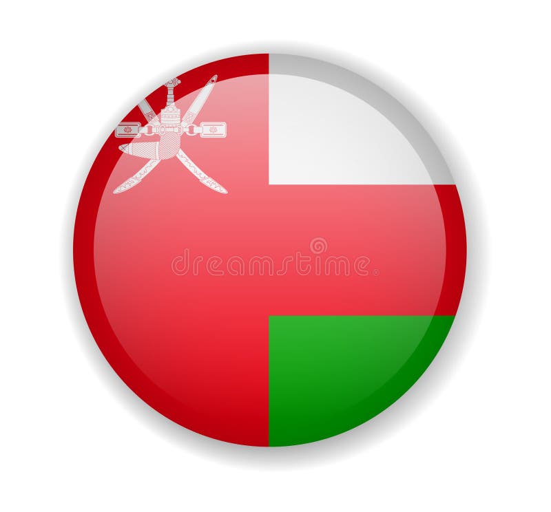Oman Flag Round Bright Icon on a White Background Stock Illustration ...