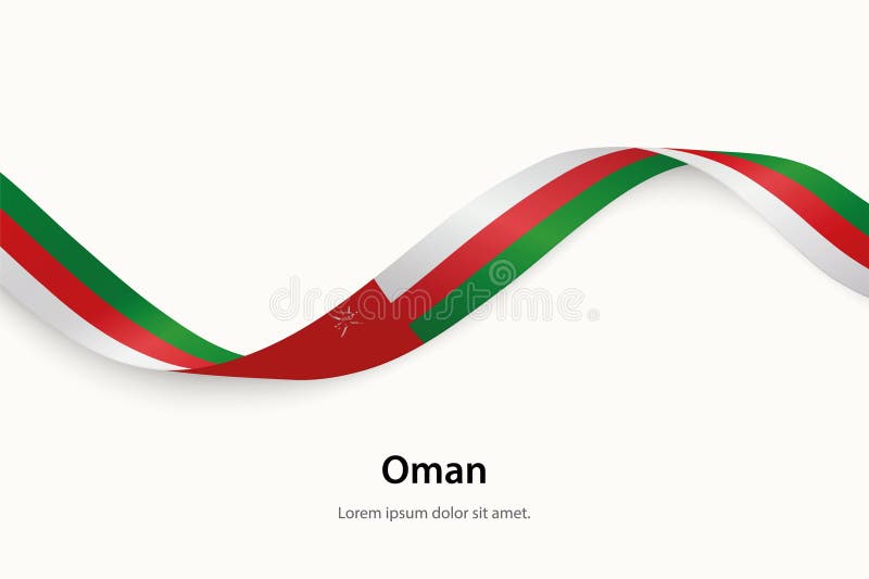 Oman flag on Waving ribbon stock vector. Illustration of draw - 358291167