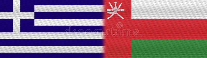 Oman and Greece Fabric Texture Flag â€“ 3D Illustrations Stock ...