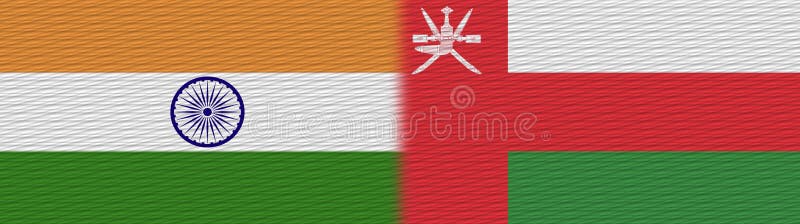 Oman and India Fabric Texture Flag â€“ 3D Illustrations Stock ...