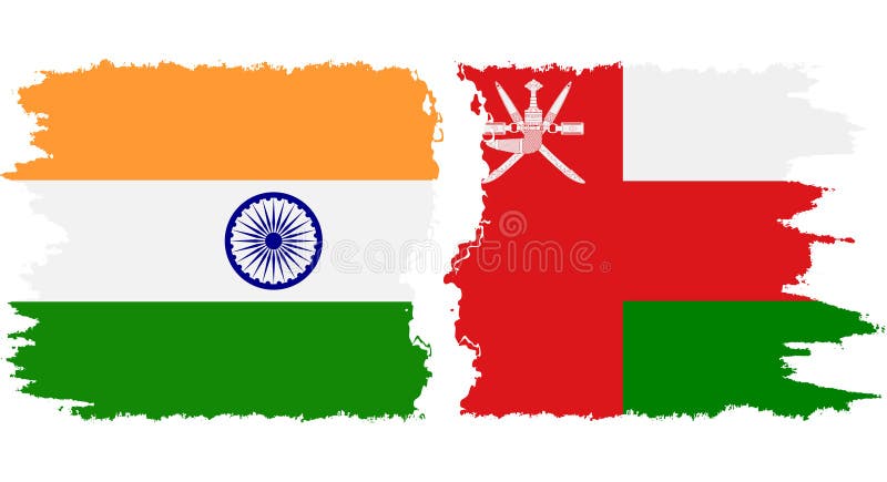 Oman and India Grunge Flags Connection Vector Stock Vector ...