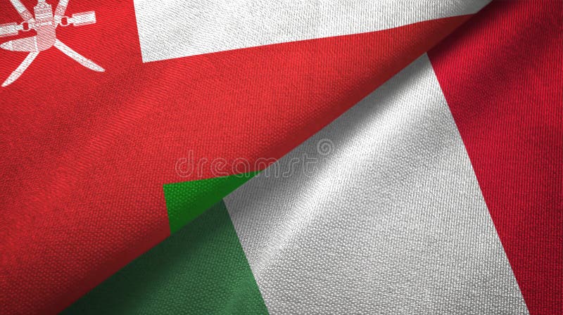 Oman and Italy Two Flags Textile Cloth, Fabric Texture Stock ...