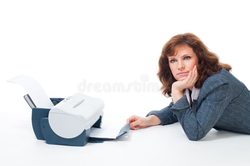 Oman Lay with Printer Tired To Wait Stock Image - Image of person ...
