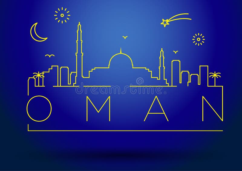 Oman Line Silhouette Typographic Design Stock Vector - Illustration of ...