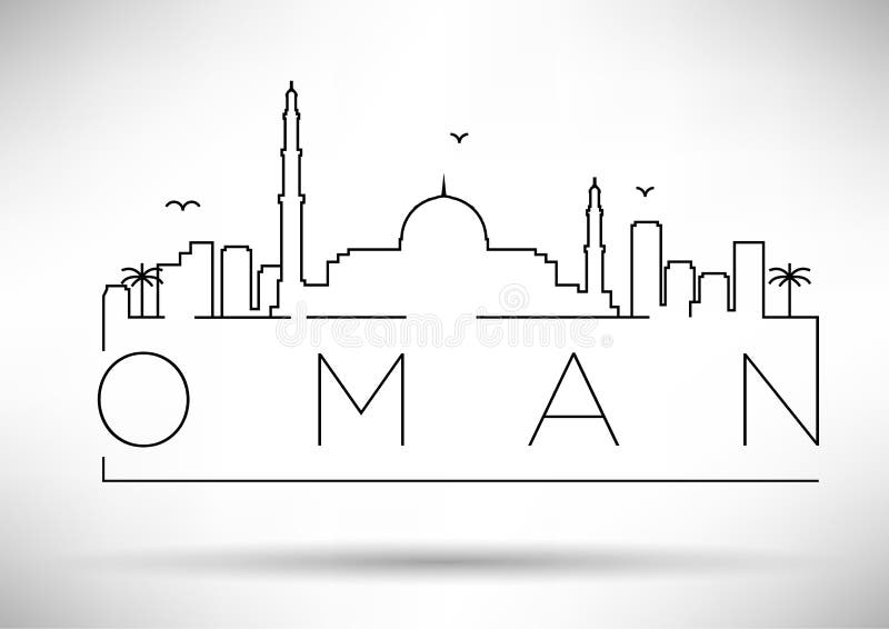 Oman Line Silhouette Typographic Design Stock Vector - Illustration of ...