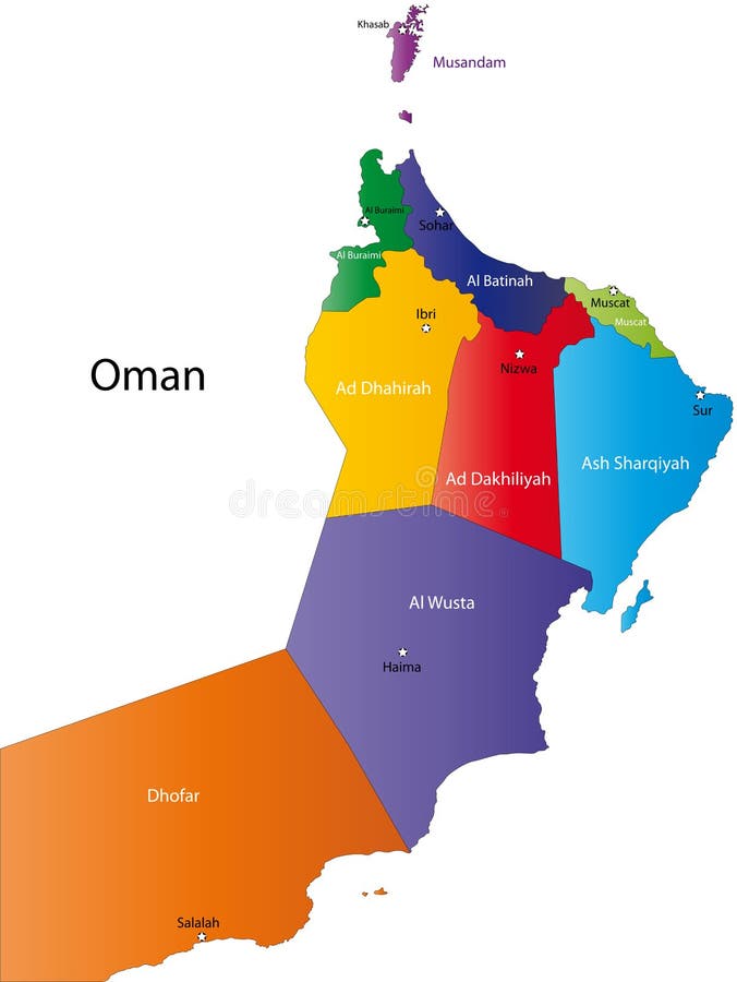 Oman map stock vector. Illustration of district, curve - 8643287