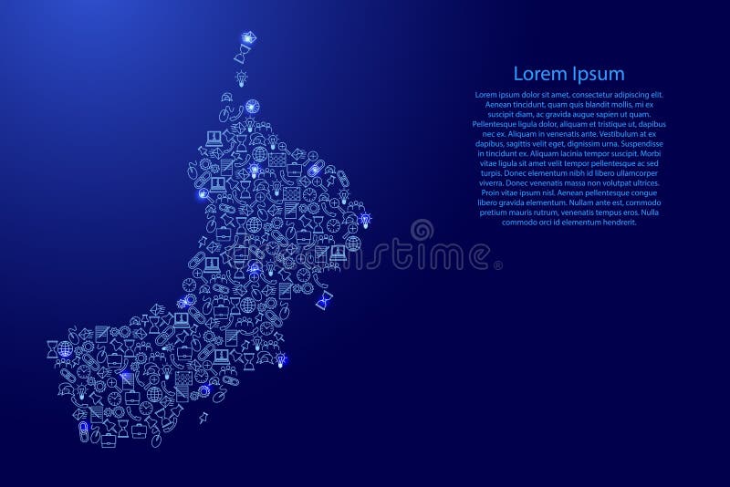 Oman Map from Blue and Glowing Stars Icons Pattern Set of SEO Analysis ...