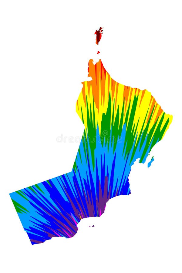 Oman - Map is Designed Rainbow Abstract Colorful Pattern, Sultanate of ...