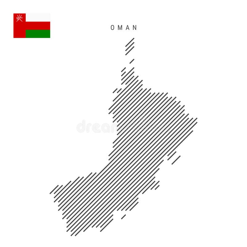 Oman Map from Pattern of Black Slanted Parallel Lines. Flat Vector ...