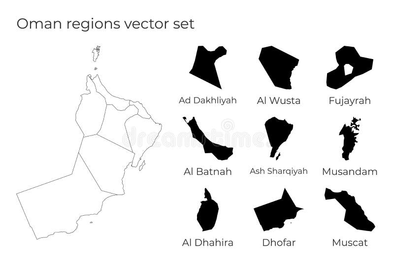 Oman Map with Shapes of Regions. Stock Vector - Illustration of ...