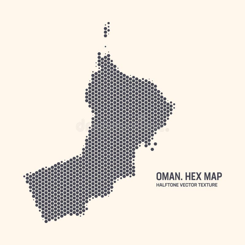 Oman Map Vector Hexagonal Half Tone Pattern Isolated on Light Background Stock Illustration ...