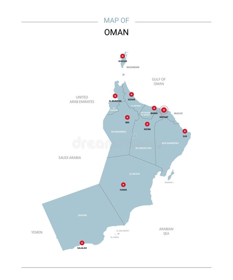 Oman Vector Map with Infographic Elements, Pointer Marks Stock Vector ...