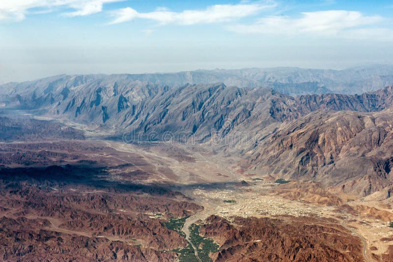 Oman Mountains Aerial View Landscape Stock Image - Image of middle ...