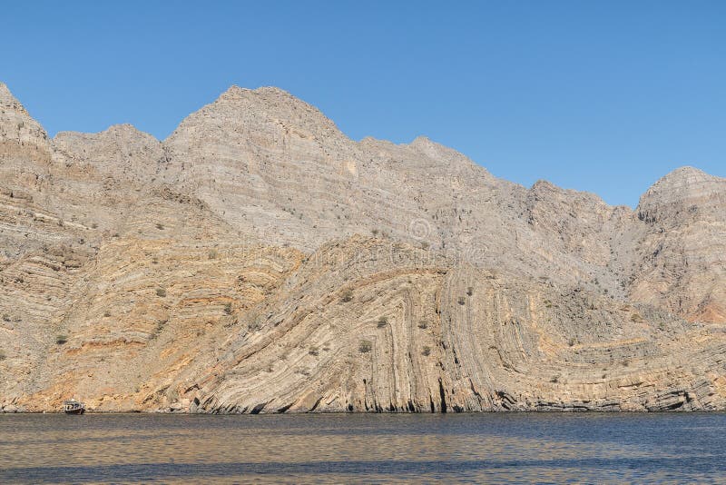 Oman Musandam Fjords Layered Rock Formations Stock Photos - Free ...