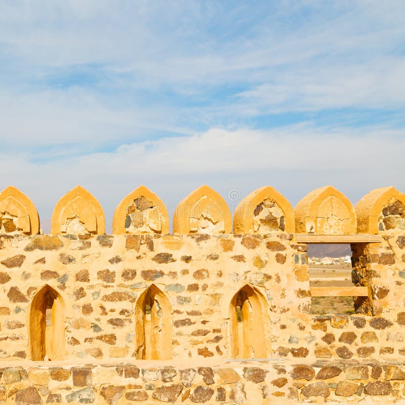 In Oman Muscat the Old Defensive Fort Battlesment Sky a Stock Image ...