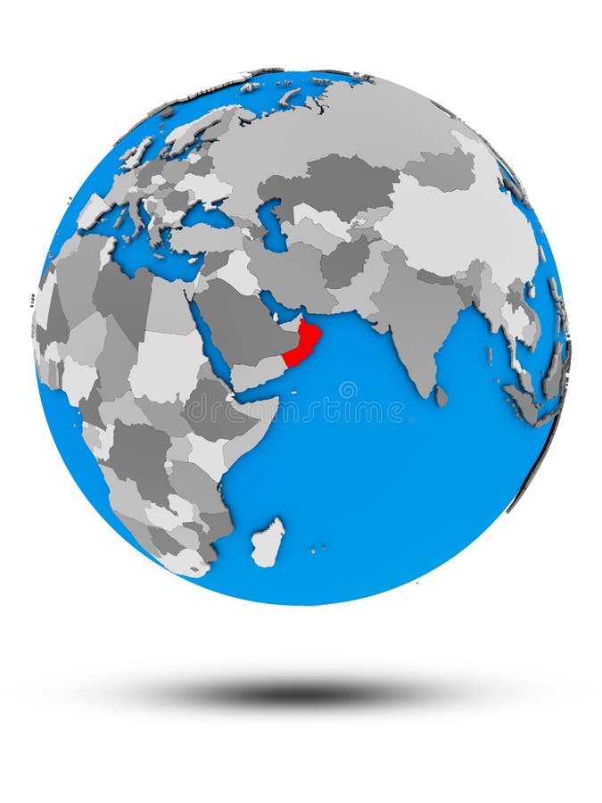 Political Map of Oman on Globe with Flag Stock Illustration ...