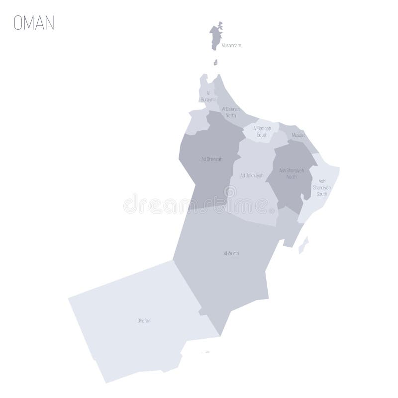 Oman Political Map of Administrative Divisions Stock Vector ...