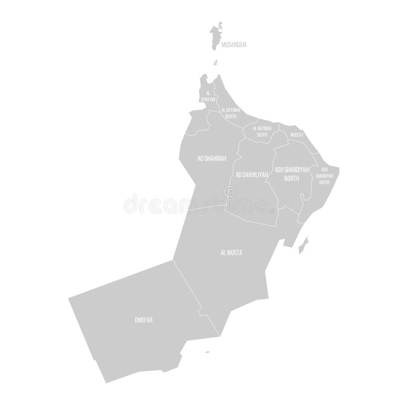 Oman Political Map of Administrative Divisions Stock Vector ...