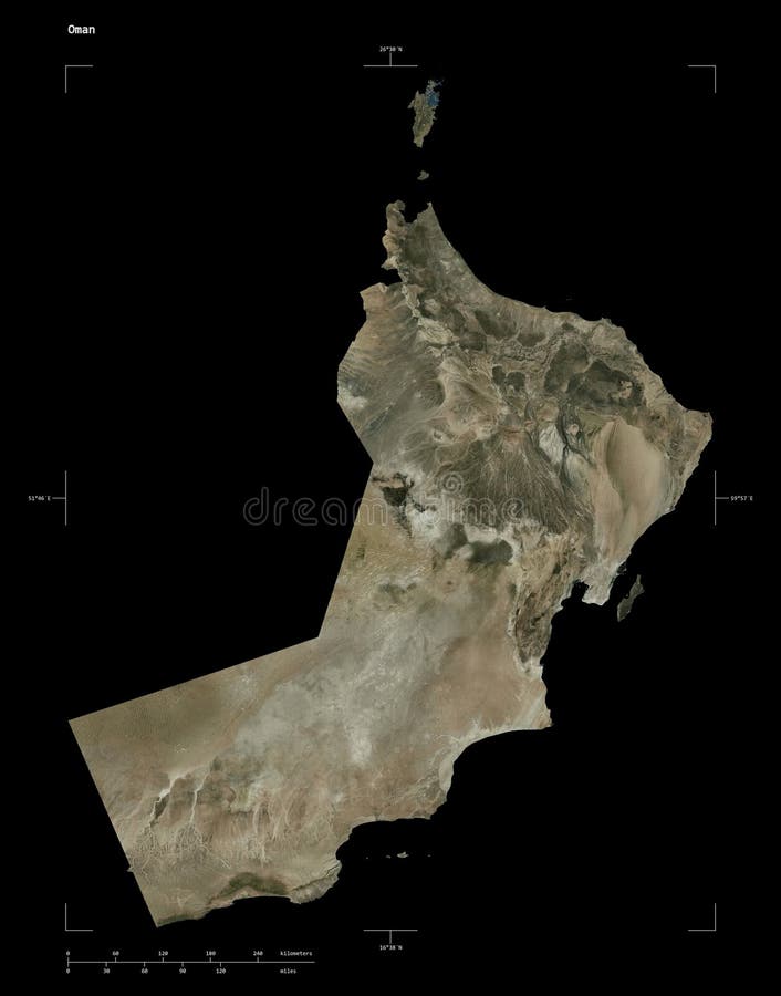 Oman Shape on Black. High-res Satellite Stock Illustration ...