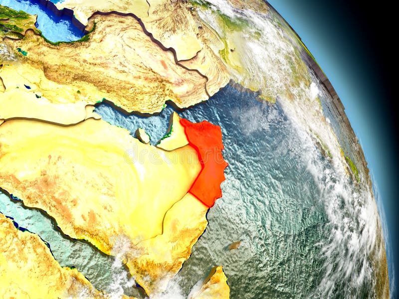 Oman from space stock illustration. Illustration of render - 91096778