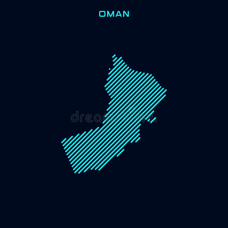 Oman Striped Map Vector Design Template with Blue Background. Stock ...