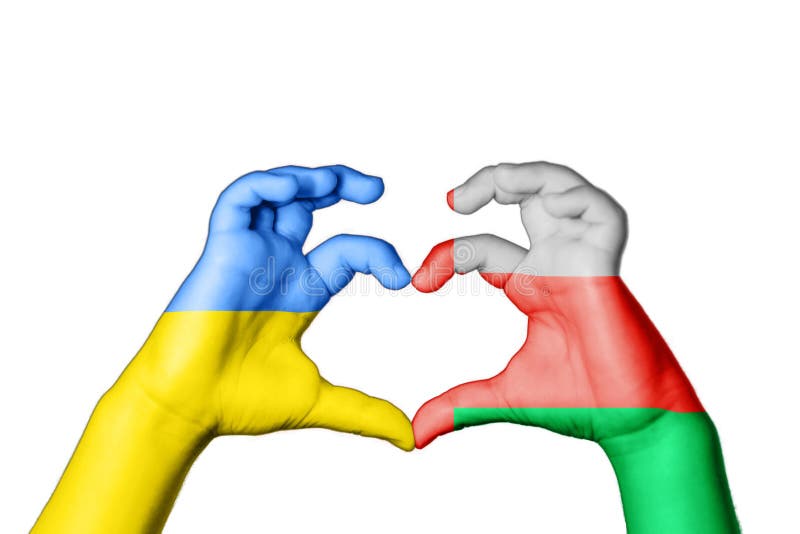 Oman Ukraine Heart, Hand Gesture Making Heart Stock Photo - Image of ...