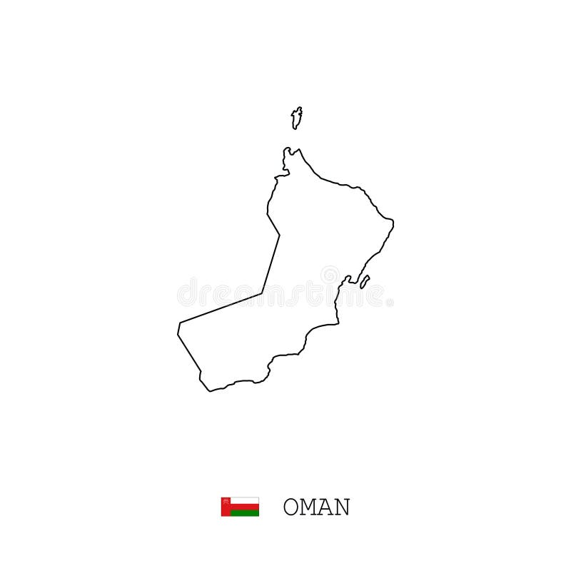 Oman Vector Map Outline, Line, Linear. Oman Black Map on White ...