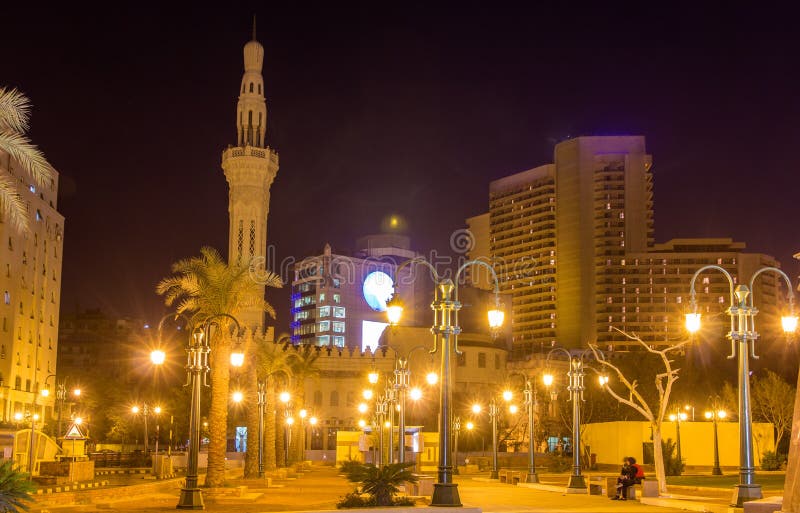 Omar Makram Mosque on Tahrir Square in Cairo Stock Image - Image of ...