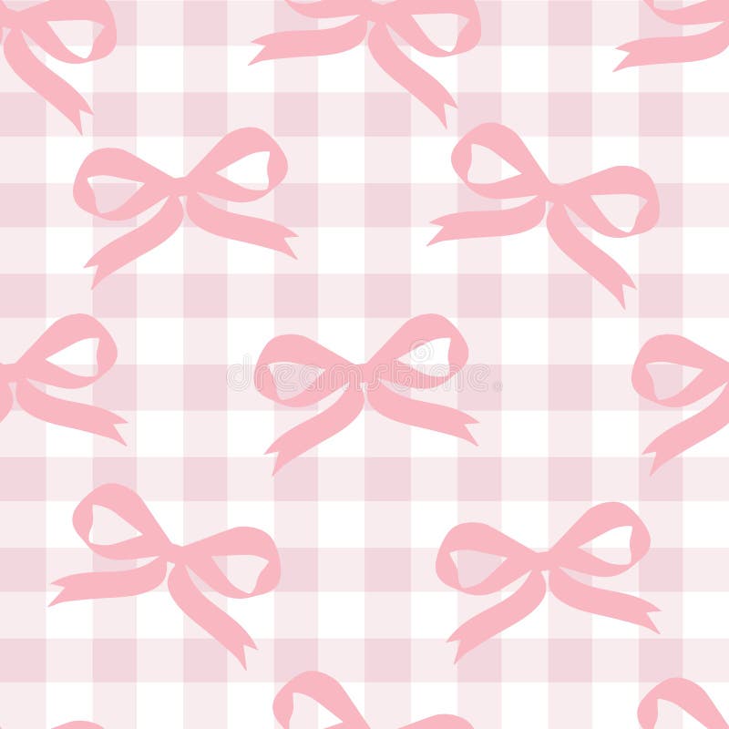 Pink Bow Gingham Pattern stock illustration. Illustration of orange ...