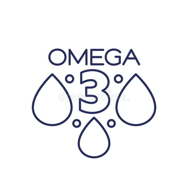 Omega 3 Icon with Oil Drops, Line Vector Stock Vector - Illustration of ...