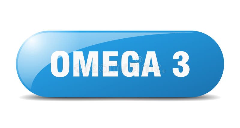 Omega 3 Button. Sticker. Banner. Rounded Glass Sign Stock Vector ...