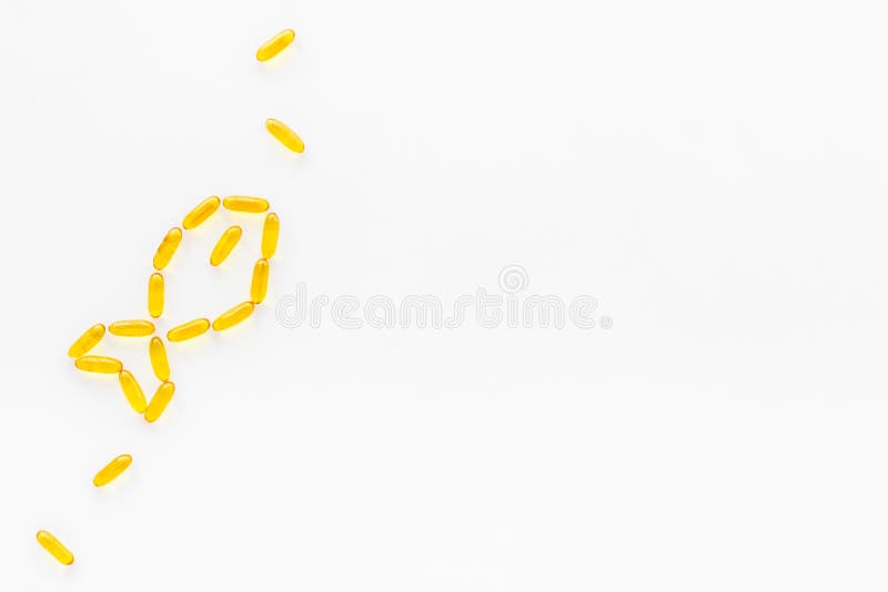 Omega3 Capsules Cod Liver Oil, Fish Shape. Top View Stock Image - Image ...