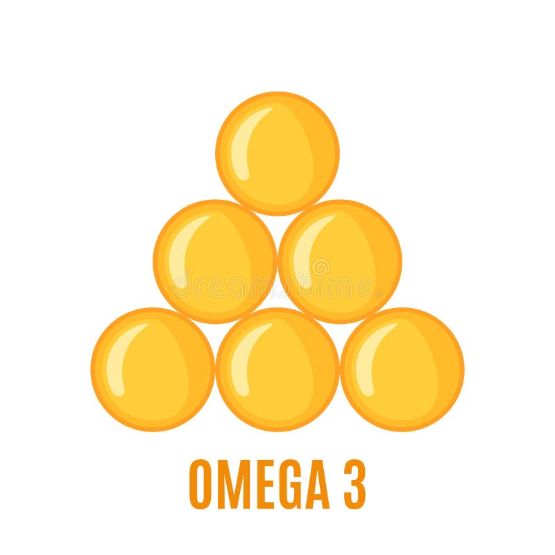 Omega 3 Capsules Vector Icon in Flat Style Isolated on White Background ...